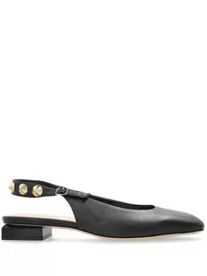 Agl Buckled Slingback Square Toe Shoes - Black