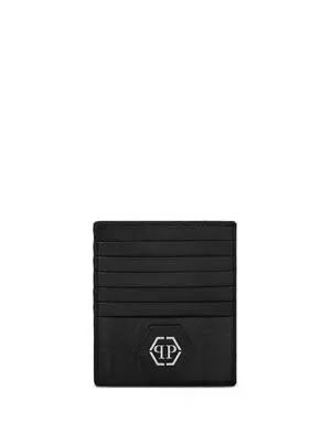 Philipp Plein Monogram Leather Cardholder - Black