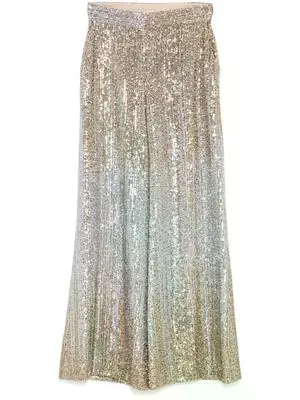 Elie Saab Gradient Sequinned Wide-leg Trousers - Silver