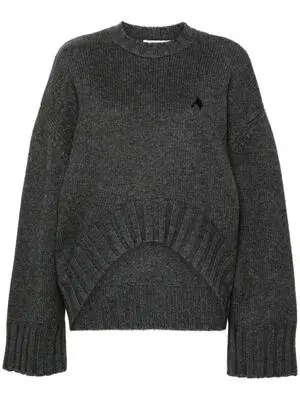 Attico Charcoal Wool-cashmere Blend Ribbed-knit Sweater