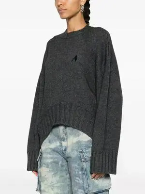 Attico Charcoal Wool-cashmere Blend Ribbed-knit Sweater