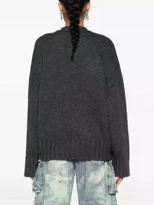Attico Charcoal Wool-cashmere Blend Ribbed-knit Sweater