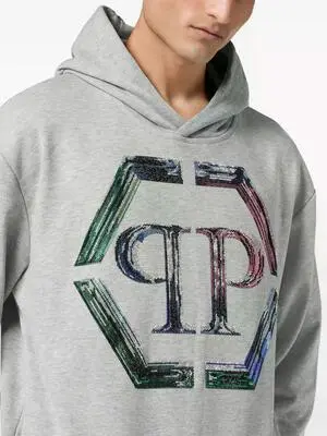 Philipp Plein Strass Hexagon Hoodie - Grey