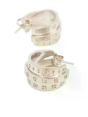 MAISON MARGIELA Triple Number-motif Earrings - Silver