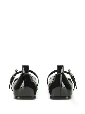 SERGIO ROSSI Sr Twenty Patent Leather Ballerina Shoes With Crystal Buckle