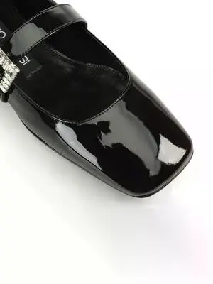 SERGIO ROSSI Sr Twenty Patent Leather Ballerina Shoes With Crystal Buckle
