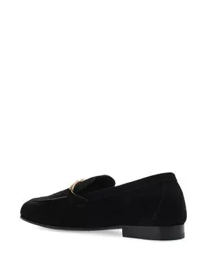 Versace Medusa Chain Embellished Suede Loafers - Black
