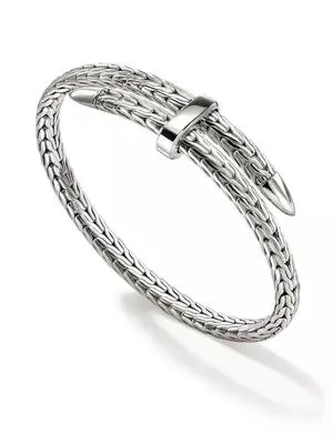 John Hardy Sterling Diamond Open Spear Cuff Bracelet
