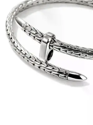 John Hardy Sterling Diamond Open Spear Cuff Bracelet
