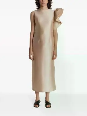 DESTREE Franz Ruffle-detailing Midi Dress - Neutrals