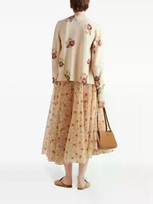 Prada Printed Nylonette Midi Skirt - Red