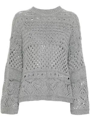 TWINSET Sequinned Open Knit Jumper - Grey