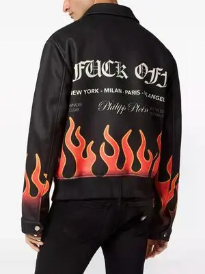 Philipp Plein Flame Print Bomber Jacket