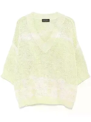 ROBERTO COLLINA V-neck Tie-dye Knit Sweater - Green