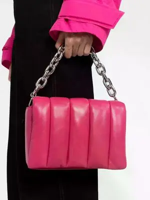 STAND STUDIO Hera Quilted Leather Clutch Bag - Pink