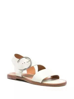 Clergerie Ilona Flat Sandals With Side Buckle Fastening - Neutrals