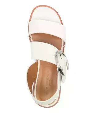 Clergerie Ilona Flat Sandals With Side Buckle Fastening - Neutrals
