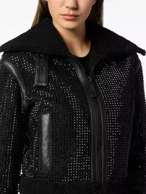 Philipp Plein Crystal Embellished Shearling Jacket