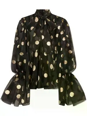 Dolce & Gabbana Polka Dot Ruffled Cuff Blouse