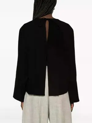 Studio Nicholson Boat Neck Long Sleeve Blouse With Rear Tie Fastening