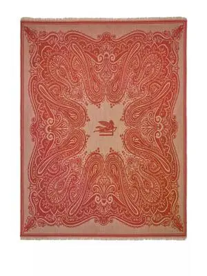 Etro Logo-jacquard Wool Throw Blanket - Red