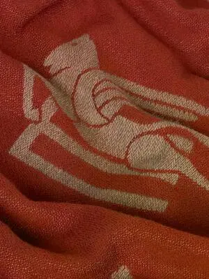 Etro Logo-jacquard Wool Throw Blanket - Red