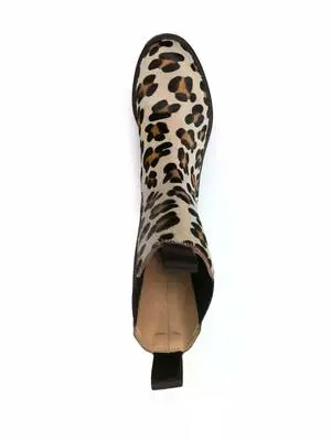 SCAROSSO Leopard Print Chelsea Boots