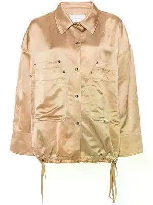 Dorothee Schumacher Drawstring Hem Shirt Jacket In Satin Weave