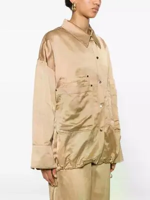 Dorothee Schumacher Drawstring Hem Shirt Jacket In Satin Weave