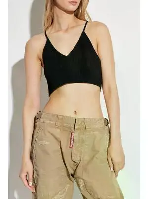 Dsquared2 Ribbed V-neck Spaghetti Strap Top