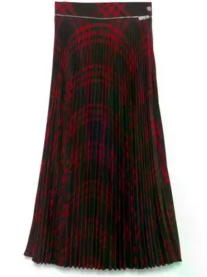 Burberry Pleated Checked Midi Skirt
