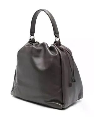 Brunello Cucinelli Smooth Grain Leather Bucket Bag With Monili Chain Detail