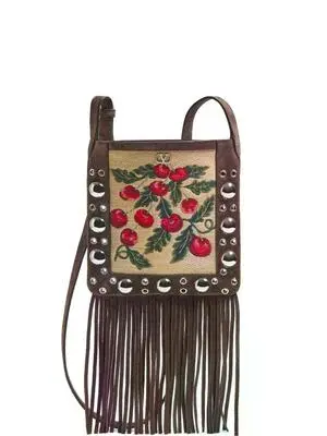 Valentino Garavani Small Shoulder Bag With Cherry Motif - Neutrals