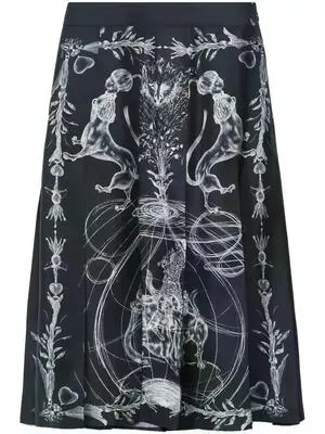 Fabiana Filippi Printed Silk A-line Midi Skirt - Blue