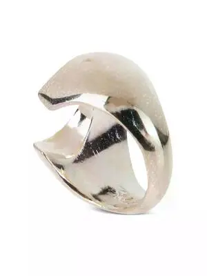 MARINE SERRE Tone Brass Ring With Engraved Logo - Silver