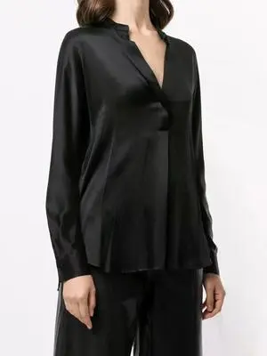 Vince Silk V-neck Blouse - Black