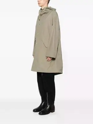 JIL SANDER Logo Print Hooded Parka - Green