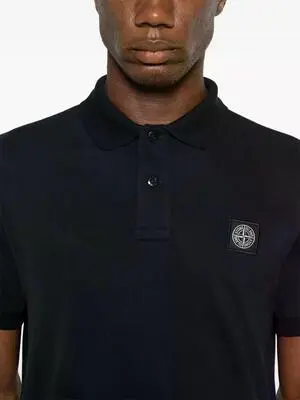 Stone Island Compass-badge Piqué Polo Shirt - Blue