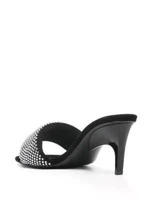 Attico Crystal-embellished Mules - Black