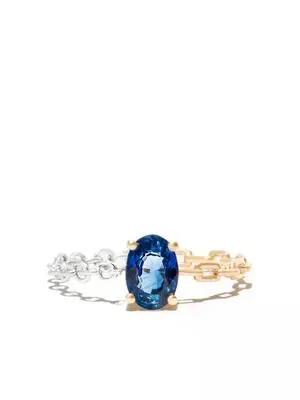 Yvonne Léon 9kt Yellow Gold And Multi-chain Solitaire Sapphire Ring