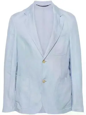 Canali Single-breasted Linen Blazer Blue