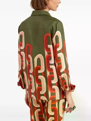 La DoubleJ Silk Geometric Print Shirt
