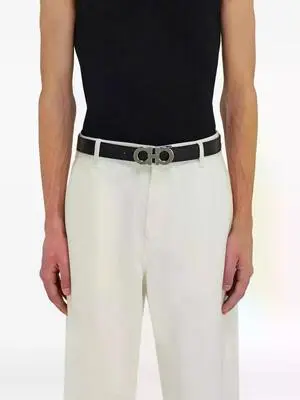 FERRAGAMO Reversible Leather Belt With Gancini Buckle - Black