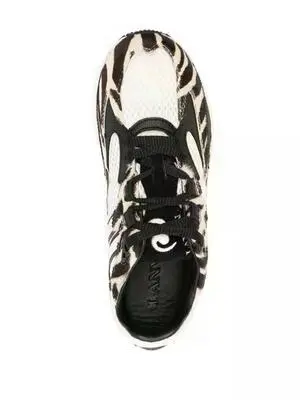 LANVIN Zebra Print Panelled Sneakers - Neutrals