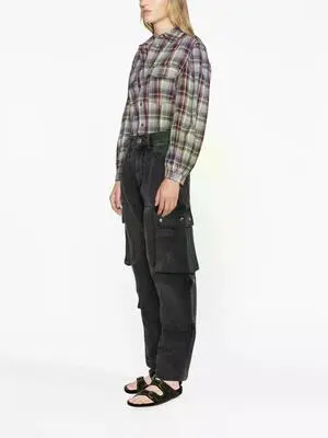 MARANT ETOILE Lidzy" Plaid Check Puff-sleeve Shirt - Neutrals