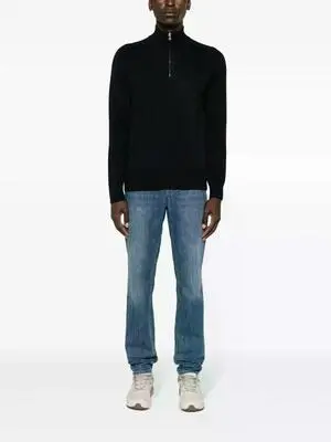 Orlebar Brown Lennard Merino Wool Zip-up Jumper - Blue