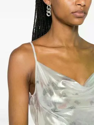 MARGHERITA MACCAPANI Laminated Butterfly Print Cowl Neck Tank Top
