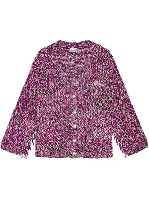 GANNI Chunky-knit V-neck Cardigan With Patch Pockets