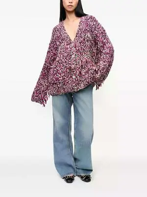 GANNI Chunky-knit V-neck Cardigan With Patch Pockets