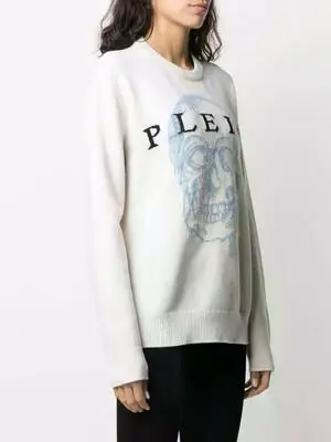 Philipp Plein Skull Intarsia Knit Jumper - Neutrals